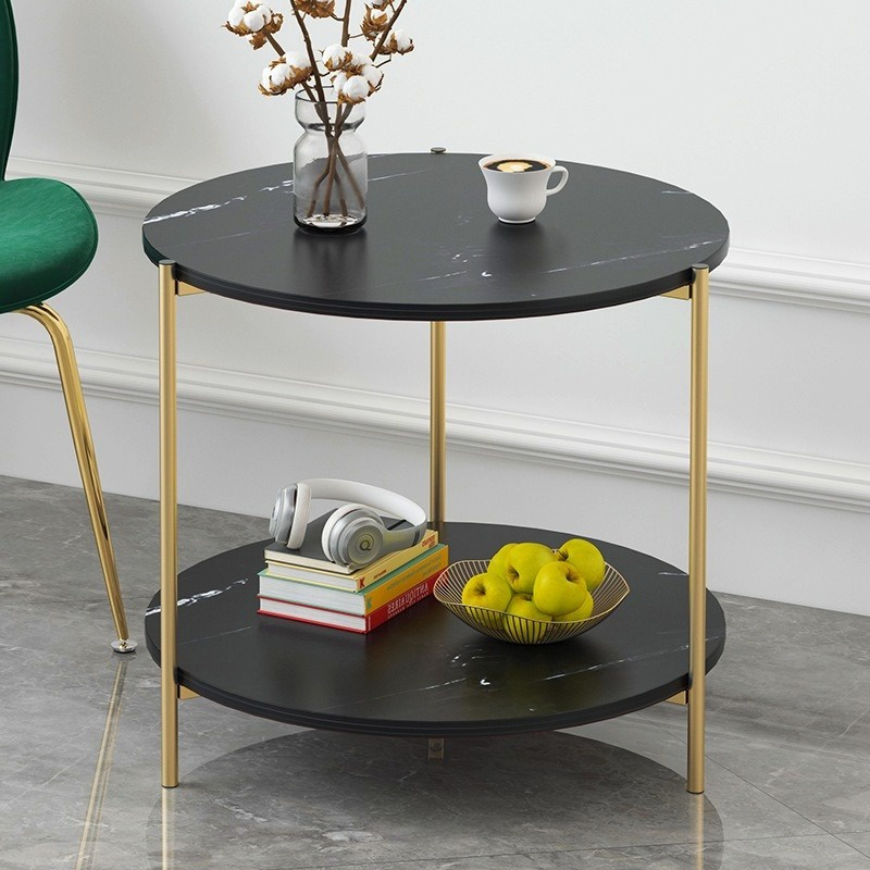 Modern Coffee Table Marble texture Wooden Double layers Meja Hiasan ...