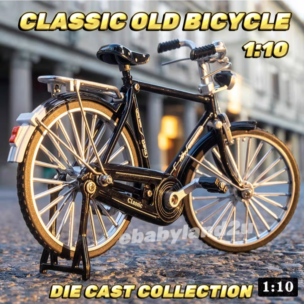 Die Cast Scale 1:10 Classic Bicycle Old School Diecast Vehicle Models ...