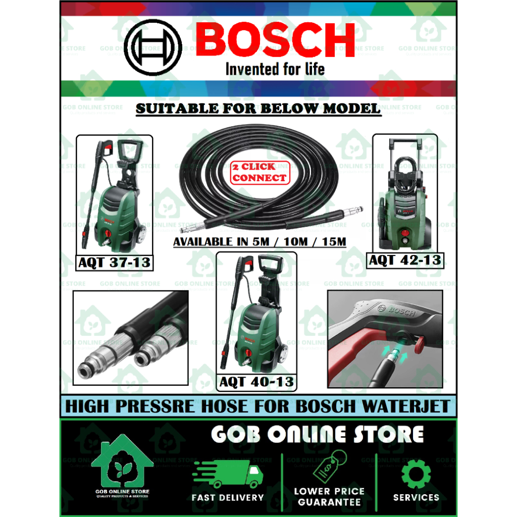 BOSCH WATERJET HIGH PRESSURE WASHER HOSE 5M 10M 15M WATERJET HOSE GUN WATER PAIP FOR AQT37-13 ...