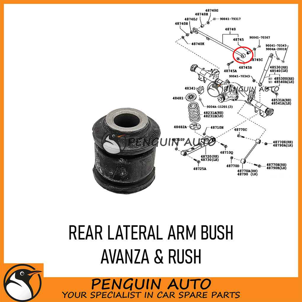 TOYOTA AVANZA F601 F602 F651 F652 F653 F654 RUSH F700 F800 REAR LATERAL ...
