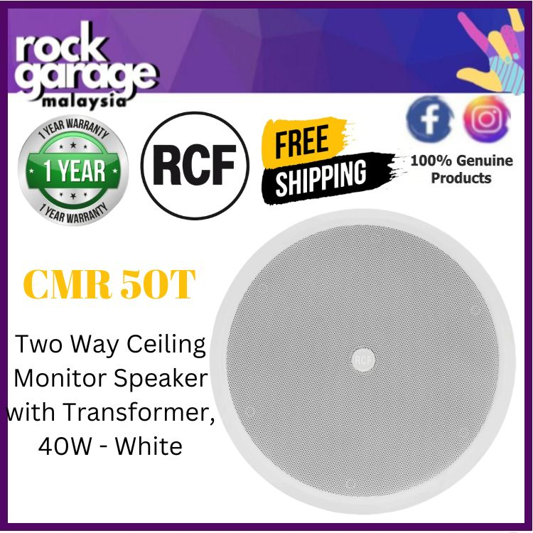 RCF 5" CMR 50T Two Way Ceiling Monitor Speaker with Transformer, 40W - White ( CMR50T / CMR 50T ...