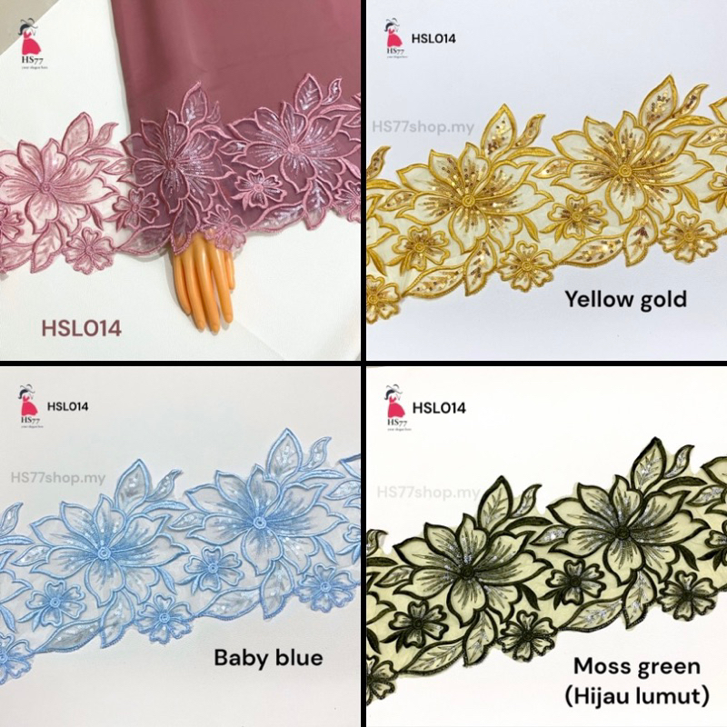 [ 25cm tinggi lace ] HSL014 Boder lace manik/ boder lace sequin/ border ...