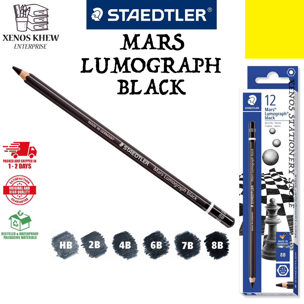 STAEDTLER MARS LUMOGRAPH BLACK PENCIL (1 PCS) [EE/8B] /7B/6B/4B/2B/HB PENSEL LUKISAN HITAM ...