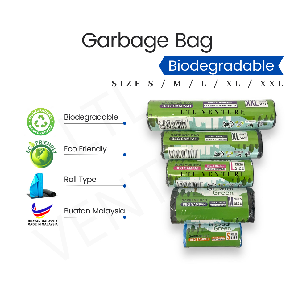 Garbage Bag Roll Global Green/Eco Friendly Plastik Sampah Roll ...