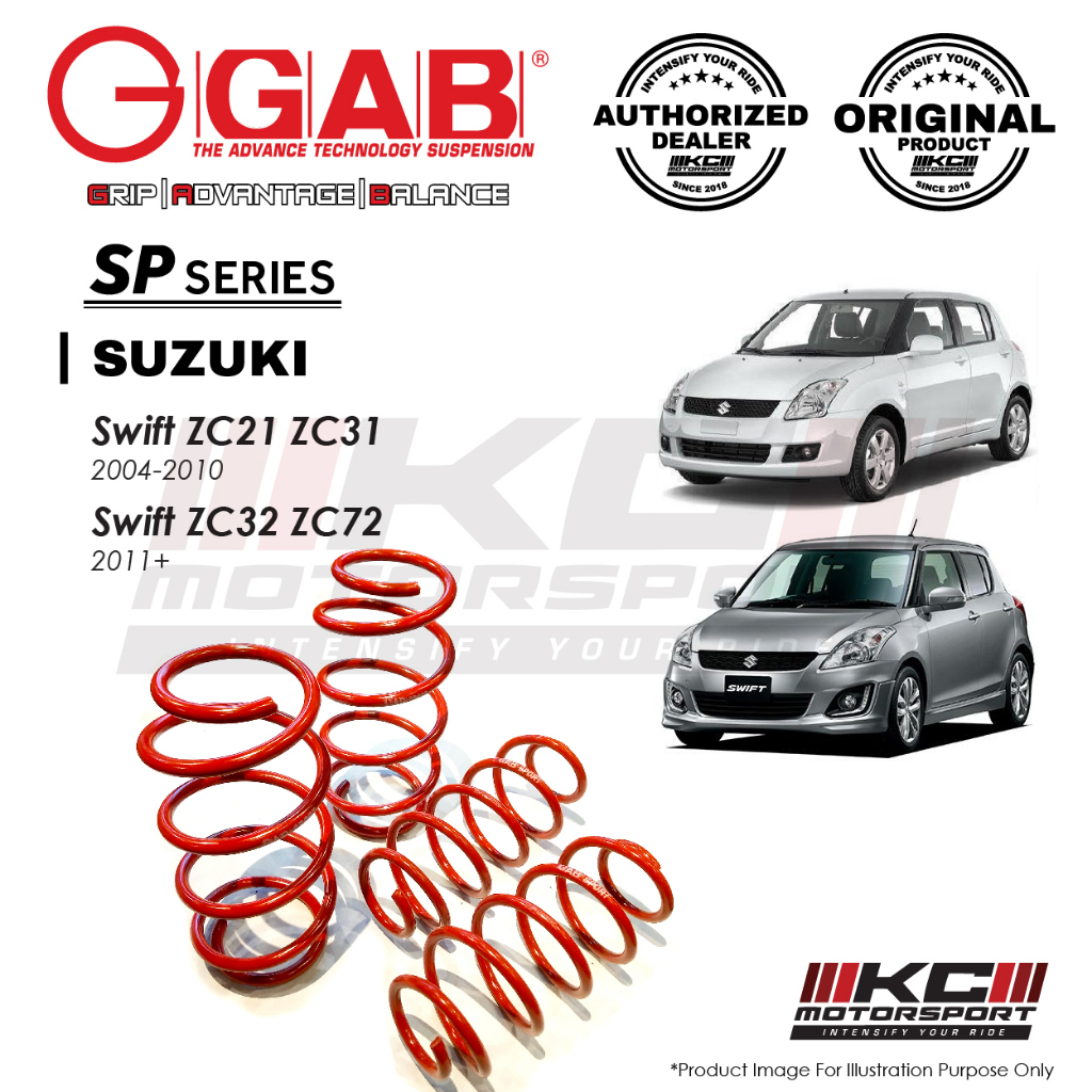 Suzuki Swift ZC21 ZC31 20005-2010 / ZC32 ZC72 2011+ - GAB SP Series Sport Lowered Spring ...