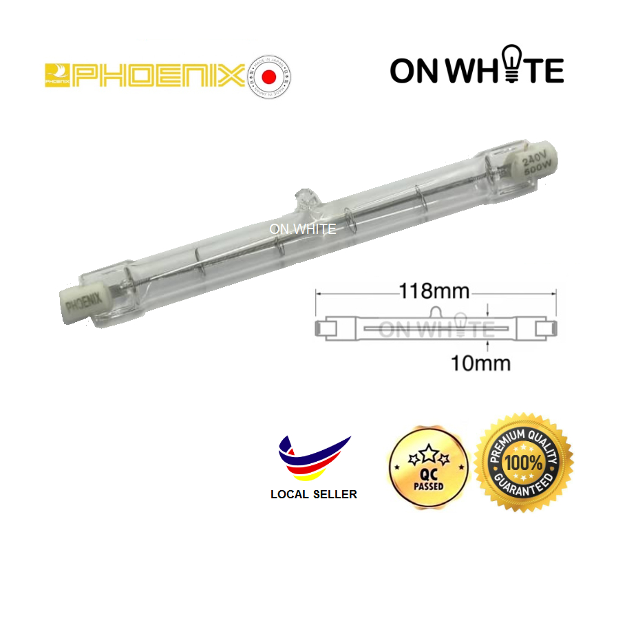 FSL / PHOENIX Halogen Tube 118mm 500W R7s Double Ended , D/Ended ...