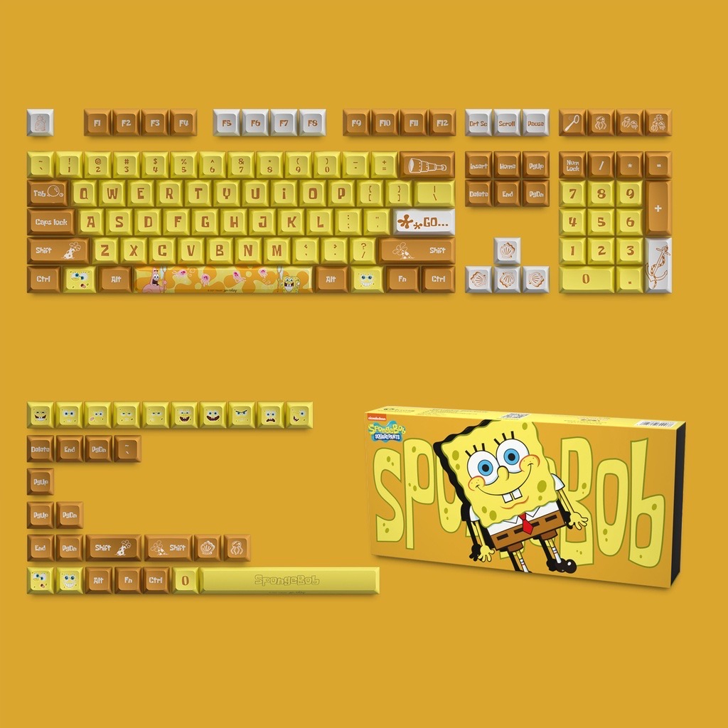 Akko JDA PBT Sublimation SpongeBob Keycap Set for MX Mechanical Gaming ...