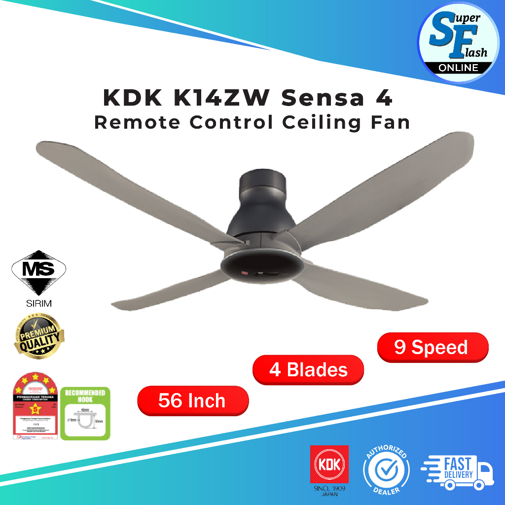 KDK K14ZW 56: Sensa 4 Remote Control Ceiling Fan( Elegant Grey ...