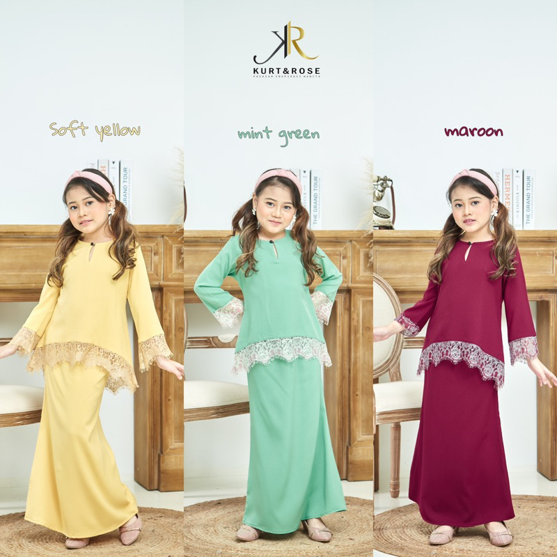 Baju kurung lace kanak kanak | baju kurung set ibu dan anak |kurung ...