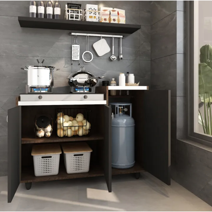 Stove Cabinet Gas Cabinet Kitchen Storage with Mosaic Top Kabinet dapur ...
