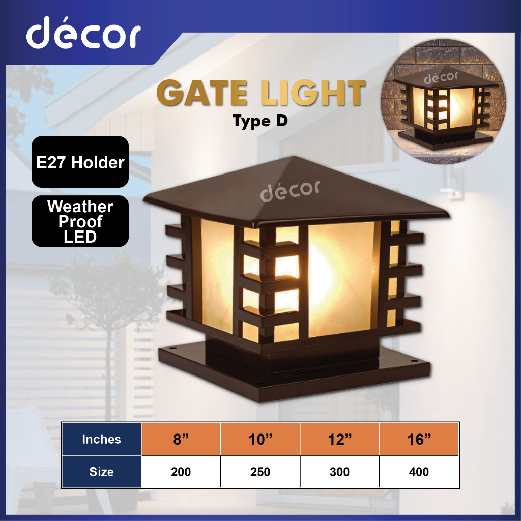 Modern Gate Lamp Outdoor Gate Light LED Weather Proof Outdoor Gate Lamp Pillar Light E27 Holder ...