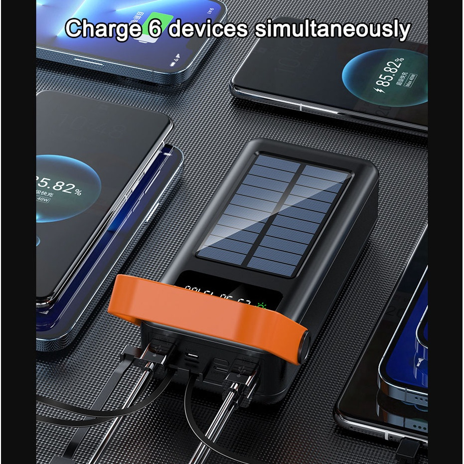PD 40W Solar Powerbank 100000mAh Original solar powerbank with 4 Cable ...