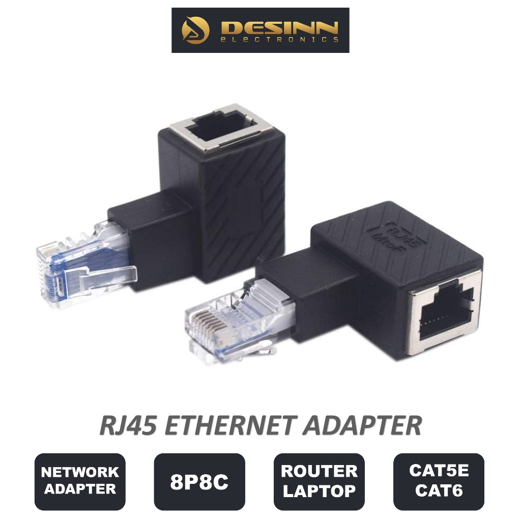 Network RJ45 Extender 90 Degree Right Angle Ethernet LAN Male to Female ...