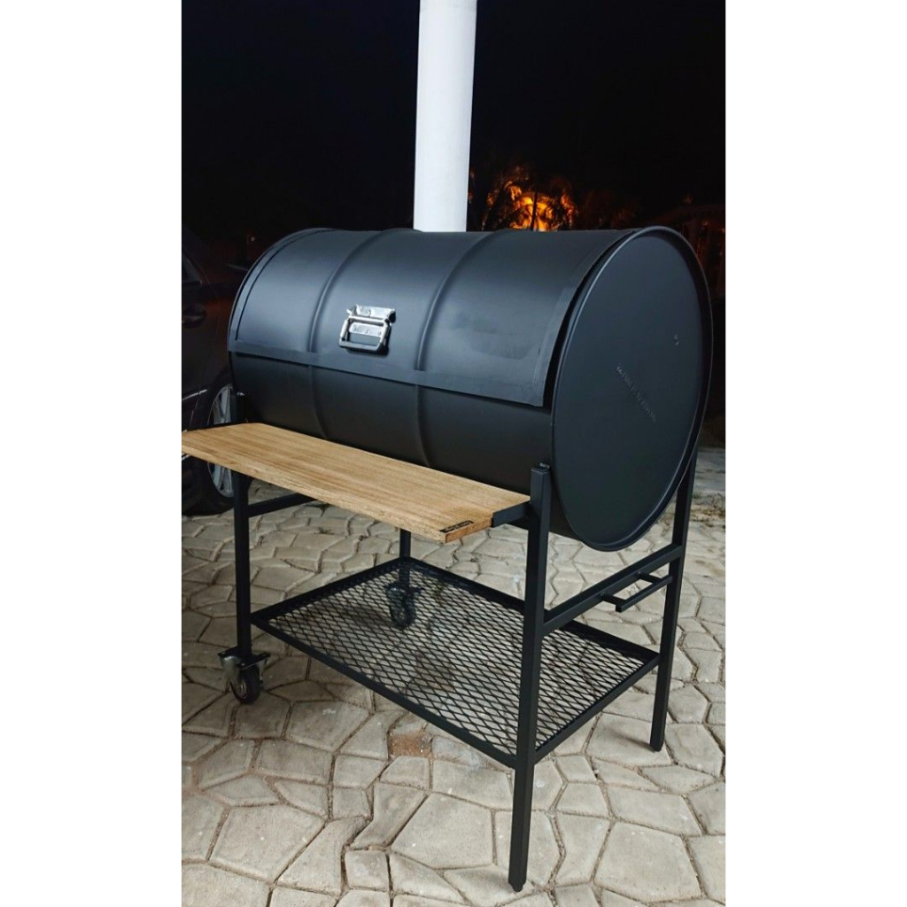 BBQ Grill Outdoor Drum Set Tong Drum 200L BBQ Set Complete With Double Layer Grill Net Big Size ...