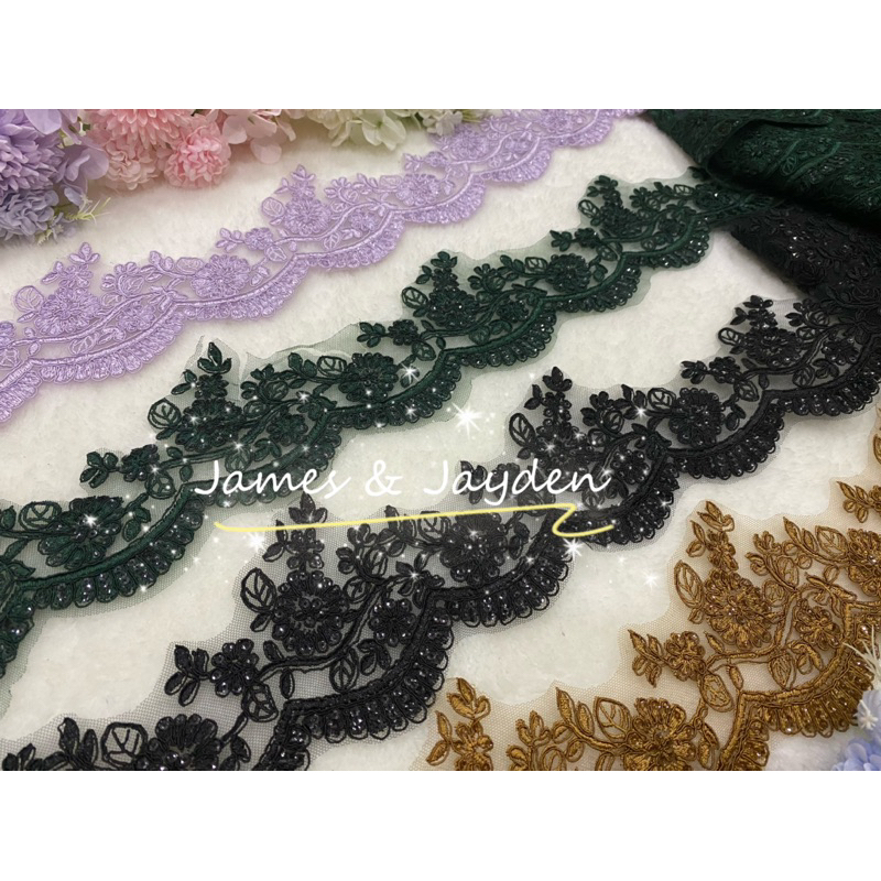 🔥HOT ITEMS🔥 Trimming Lace / Border Lace / Renda Labuci Manik / Beads ...