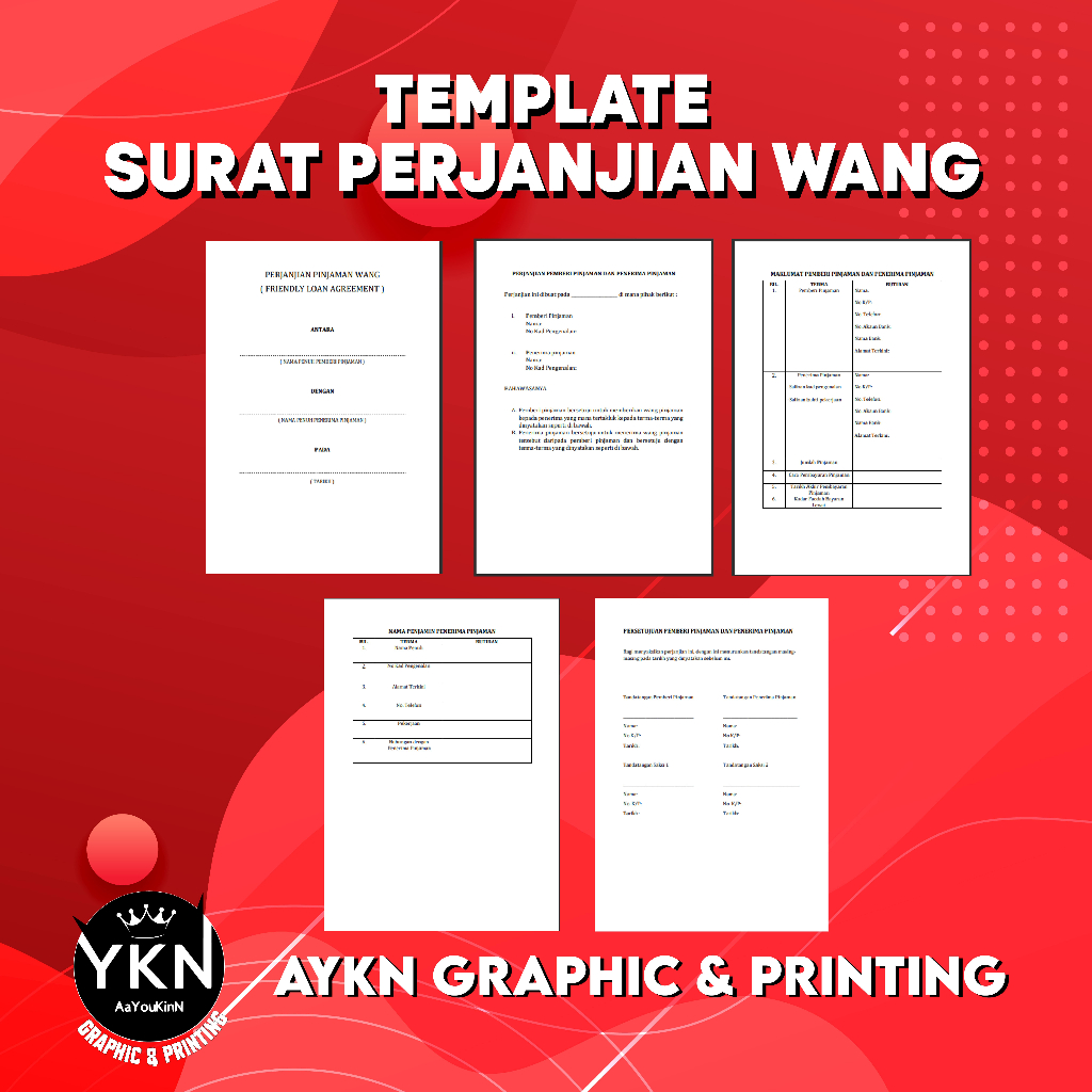 AYKN TEMPLATE SURAT PERJANJIAN WANG | Shopee Malaysia