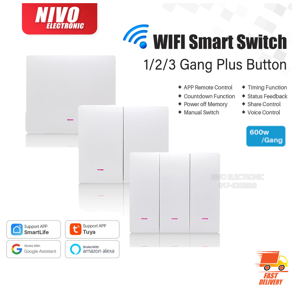Smart Wifi Switch 220V 1/2/3 Gang Wall Light Smart Button Switch ...