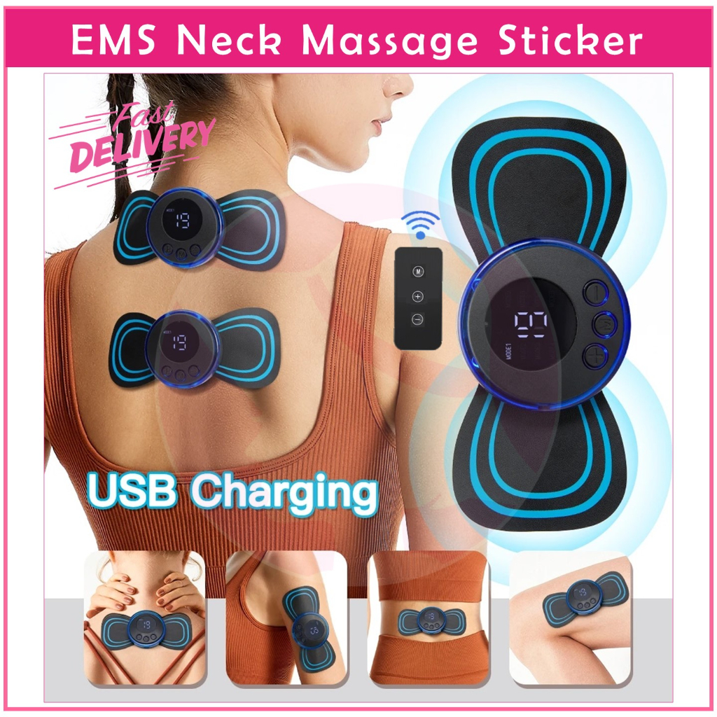 EMS Cervical Massage Stickers USB Rechargeable Stimulator Neck Hump ...