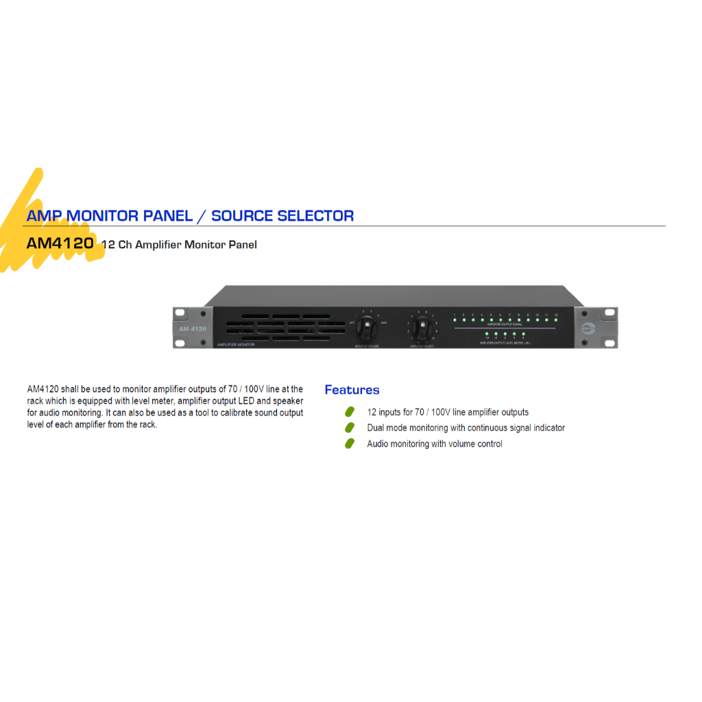 Amperes AM4120 12 Ch Amplifier Monitor Panel | Shopee Malaysia