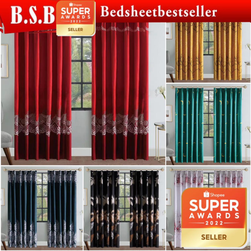 LANGSIR (120*220cm) Hook Type Features in 1 Curtain / Semi Blackout ...