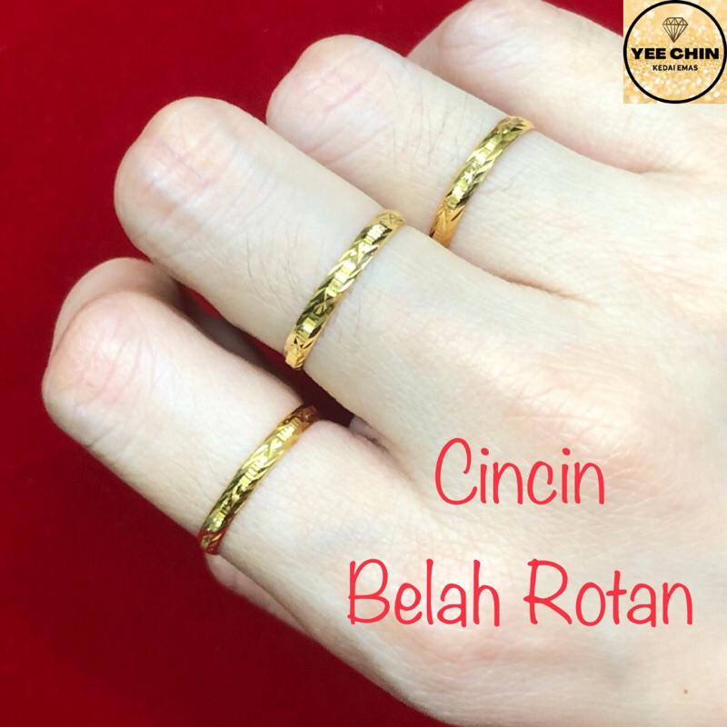 Belah Rotan Bawah 1g Cincin Emas 916/ Gold 916 Ring Below 1g | Shopee ...