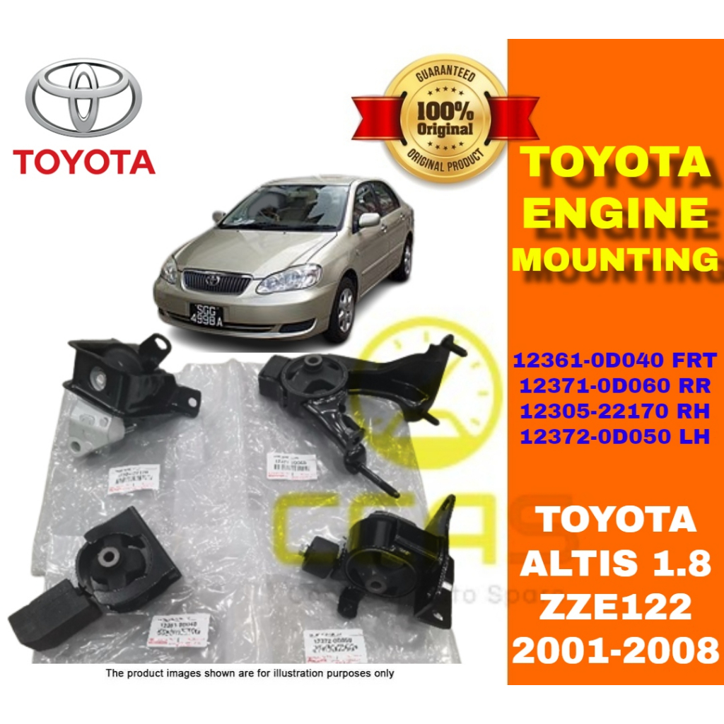 100% Original Toyota Engine Mounting Set - TOYOTA ALTIS ZZE122 1.8CC ...
