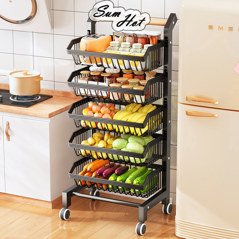 Rak Dapur Storage Rack Trolley Rak Dapur Multipurpose Kitchen Baskets ...