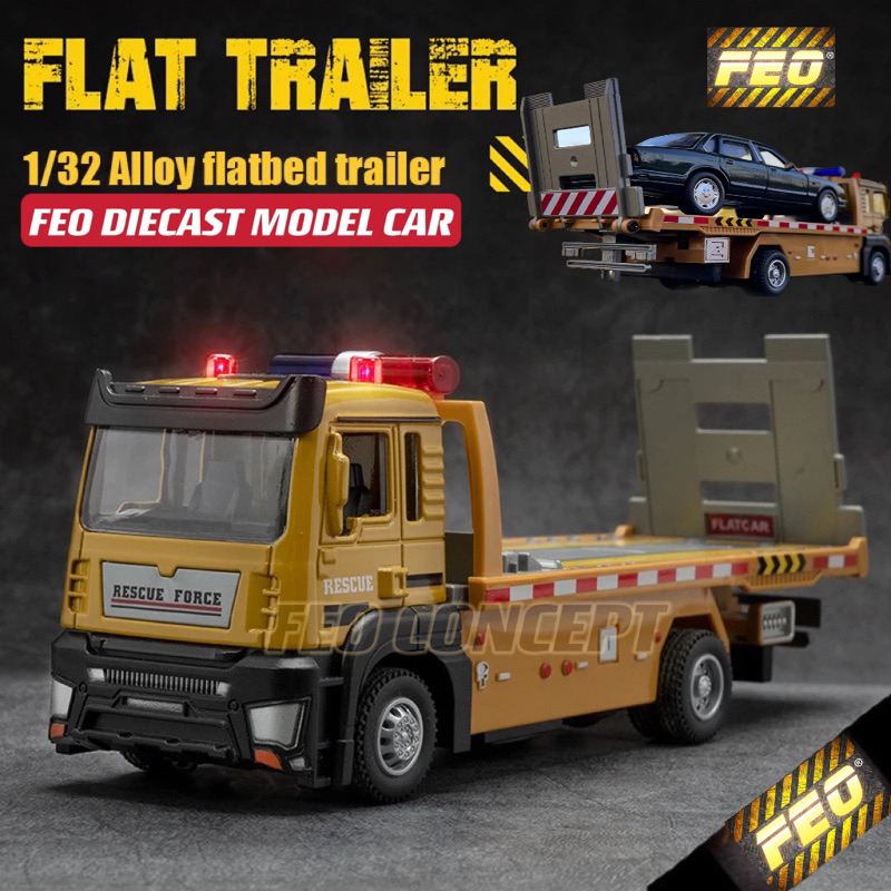 FEO Flat trailer Flatbed Tow truck Car Model Diecast Car Toy Vehicles ...