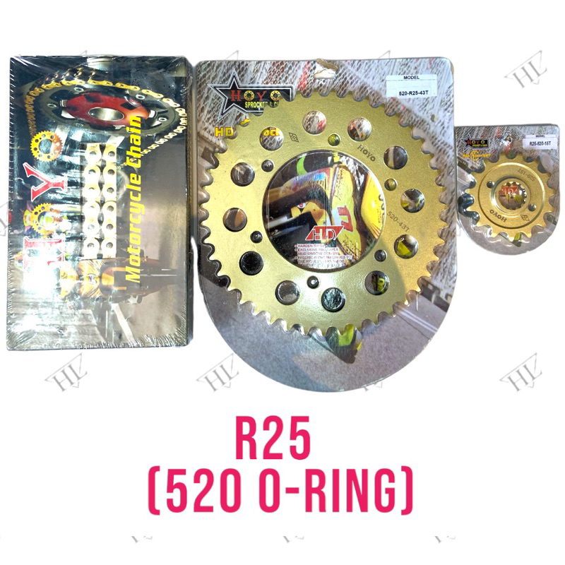 SPROCKET SET HOYO (520-GOLD O-RING ) Yamaha R25 SPROCKET SET GOLD ...