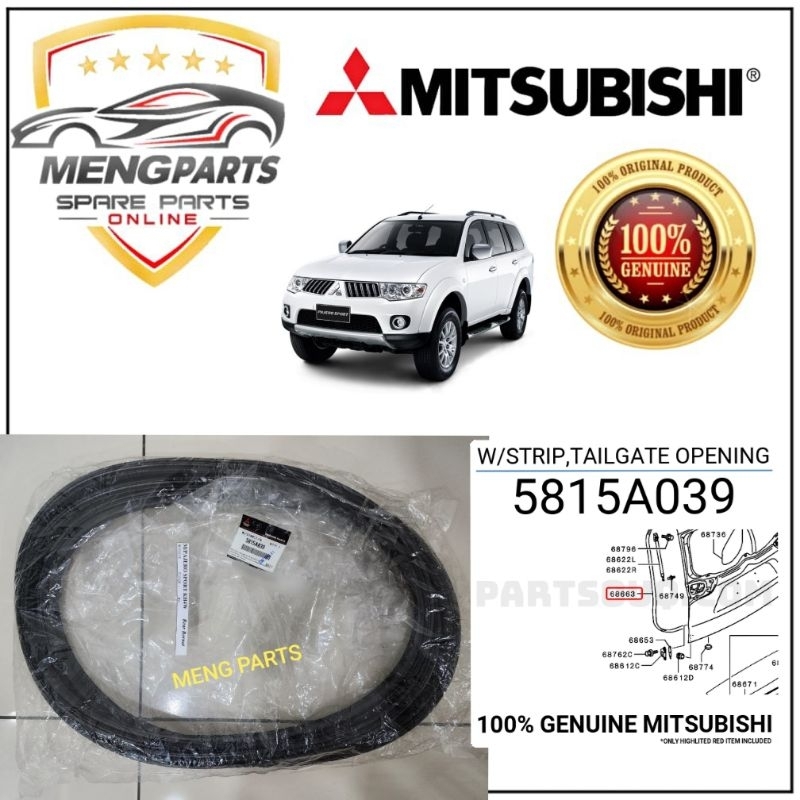 ORIGINAL PAJERO SPORT KG4W, KH4W 2008Y-2015Y REAR BONNET RUBBER , REAR ...