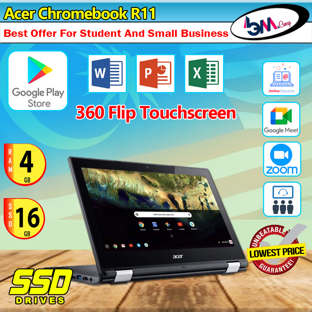 ACER CHROMEBOOK R11 11.6'' Inch 4GB / 16GB M.2 SSD (TOUCHSCREEN) 360 ...