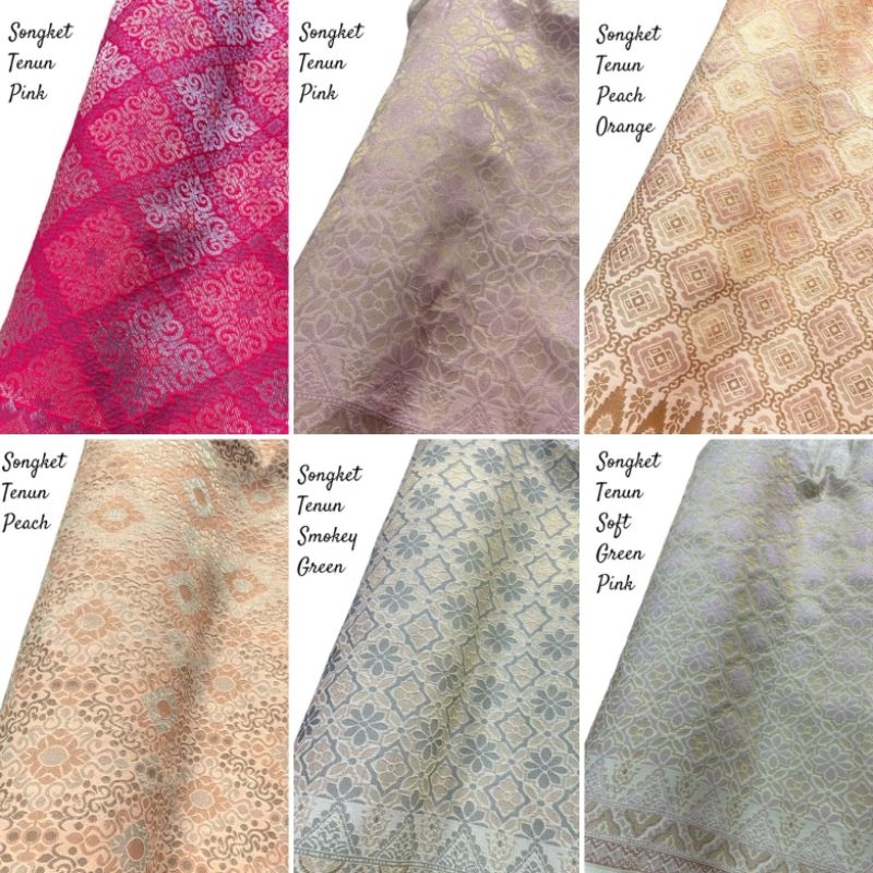 Kain Pasang Songket Tenun Penuh Exclusive - Peach, Hot Pink,, Smokey ...