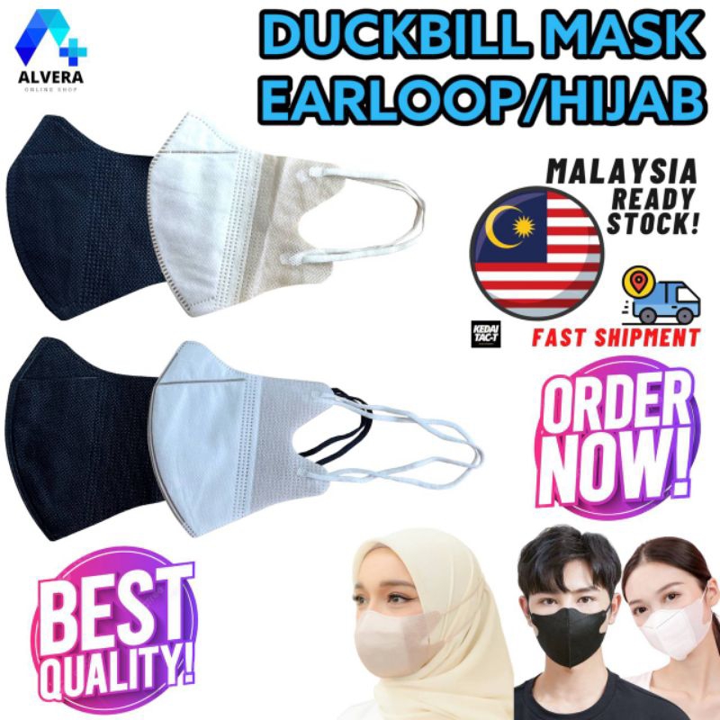 Duckbill Earloop/Hijab Mask 3D 6D Headloop 4ply Mask Duckbill Face Mask ...
