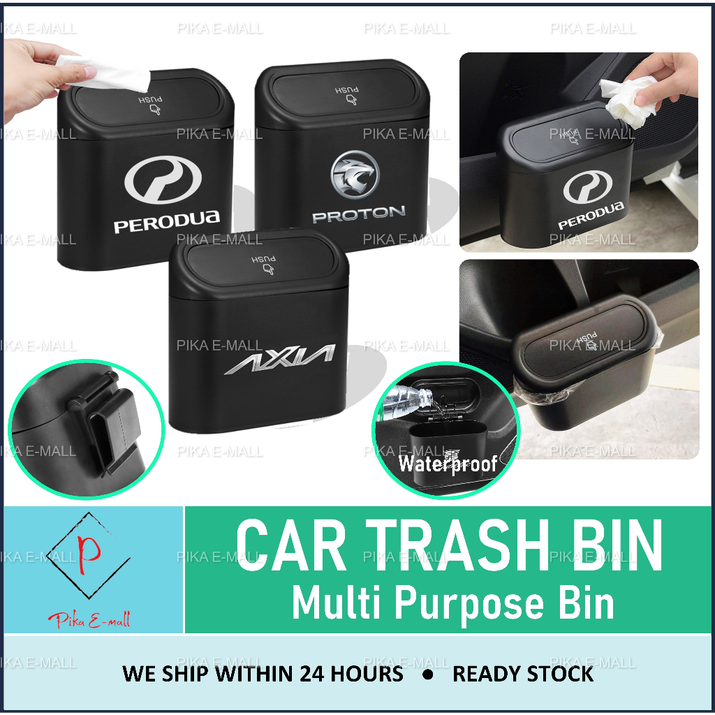 Car Trash Bin Storage Box ABS Pressing Trash Can Holder Compartment Car ...
