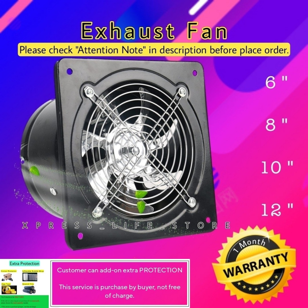 Exhaust Fan[6" 8" 10" 12" Inch]Ventilation Fan Kipas Ekzos - (BLACK ...