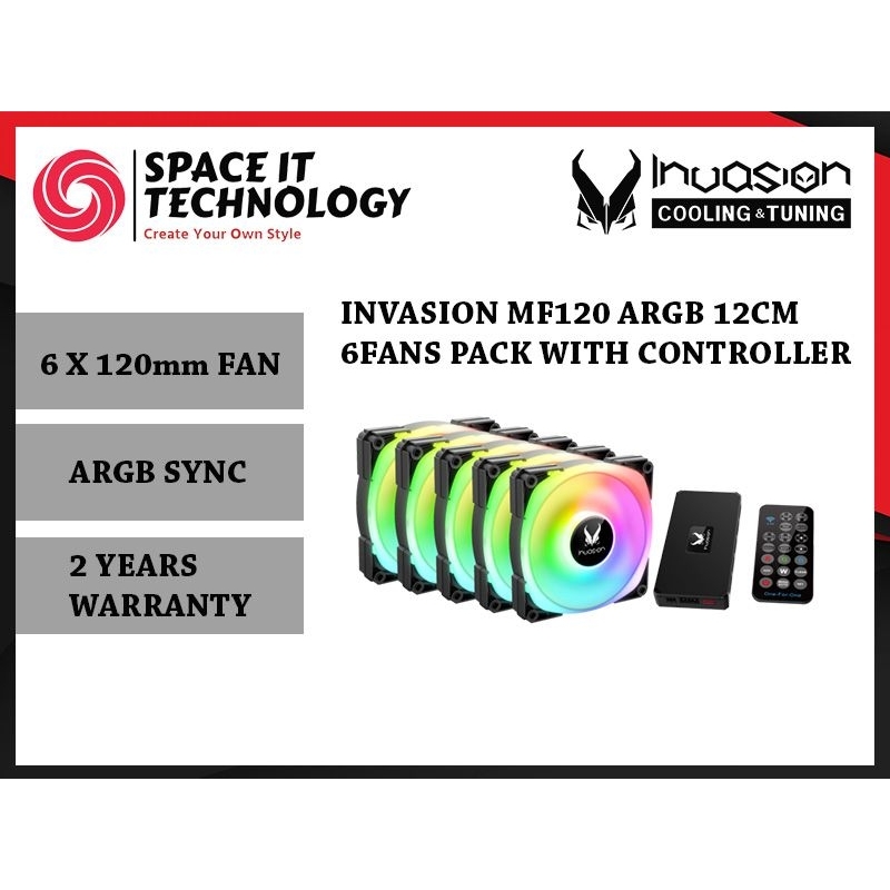 Invasion MF120 ARGB 6 Fans Pack With Controller | Shopee Malaysia