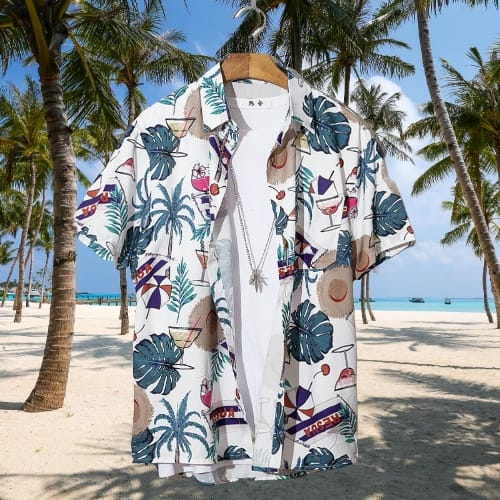 Baju Hawaii T-Shirt Men Women Beach T-shirt Hawaii lelaki Bunga Raya ...