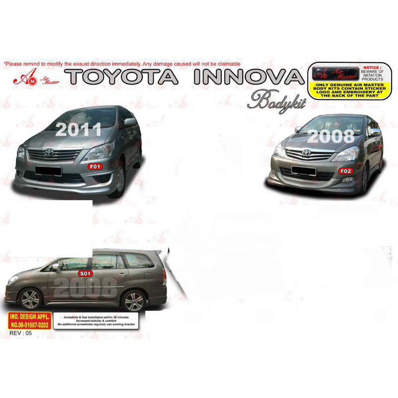 Toyota innova 2008 2009 2010 2011 2012 2013 AM Bodykit body kit front ...