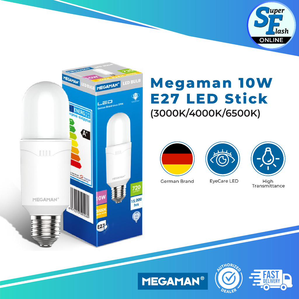 Megaman E27 / PLC -10W/15W LED Stick /10w 15w (3000K/4000K/6500K ...