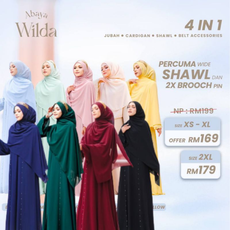 Abaya Wilda Jubah Cardigan Plain Kosong Jubah Muslimah Fashion Nursing ...