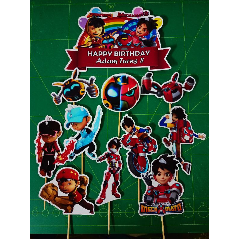 Mechamato vs Boboiboy Cake Topper (Free tambah nama) | Shopee Malaysia