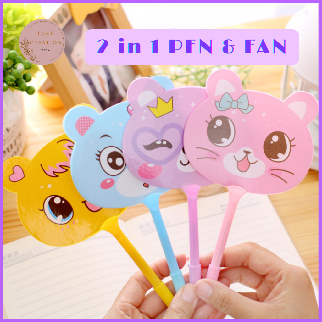 Fan Pen 2 in 1 Pen Kipas Kids Student Gift Cute Cartoon Design Writing ...