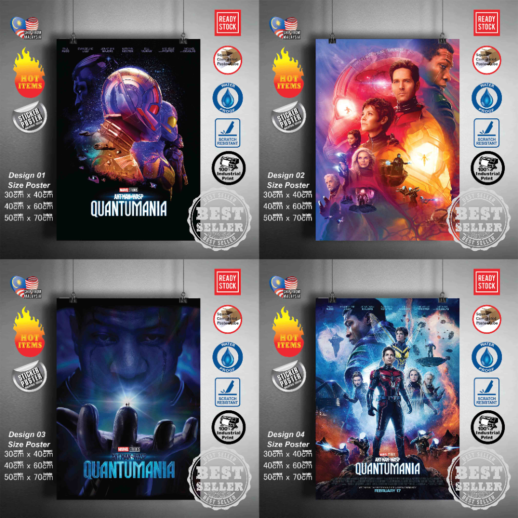 (READY STOCK) Ant-man & the wasp quantumania Marvel Poster Sticker iron ...