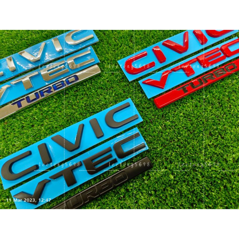Ready Stock🥳Honda Civic Vtec Turbo Emblem Logo (Red/Black/Silver ...
