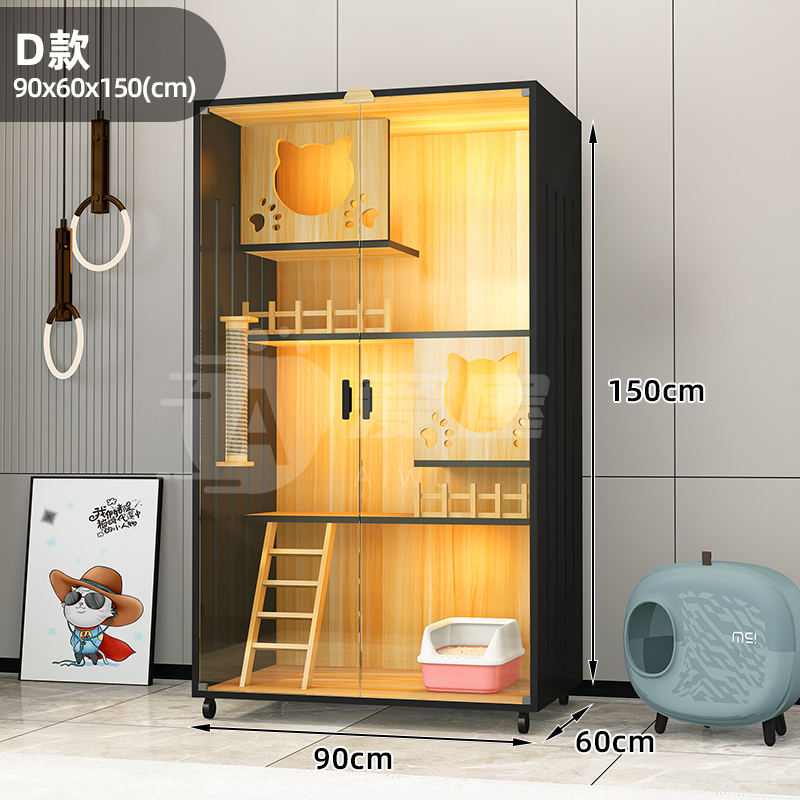 Cat Villa Solid Wood Cat Cage Cat House Home Cat Nest Display Cabinet