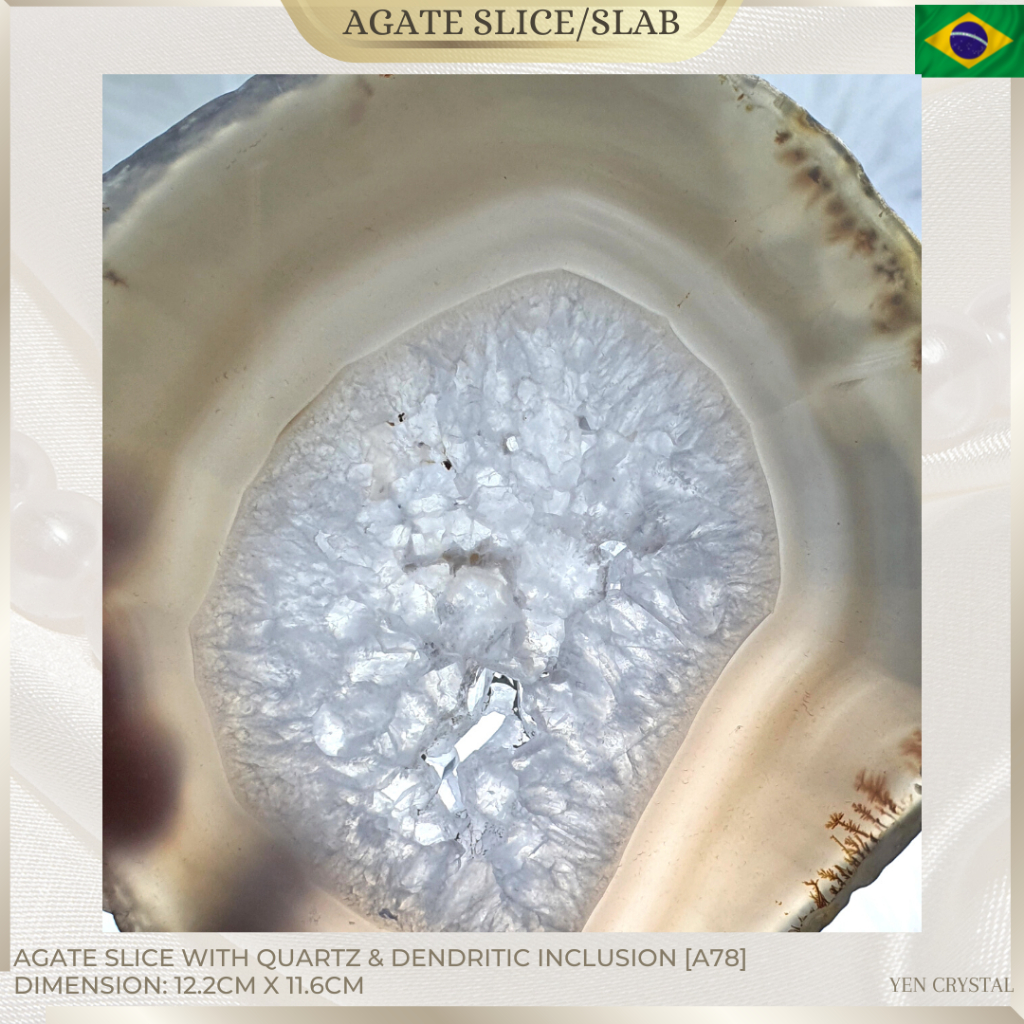 AGATE SLICE QUARTZ WITH DENDRITIC INCLUSION *HIGH QUALITY*FROM BRAZIL ...