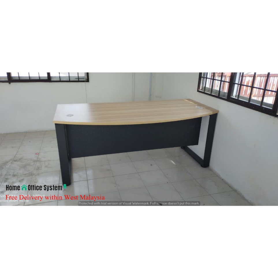 D Shape Executive Office Table with Square Metal Leg (W 1800 X D 900 X ...