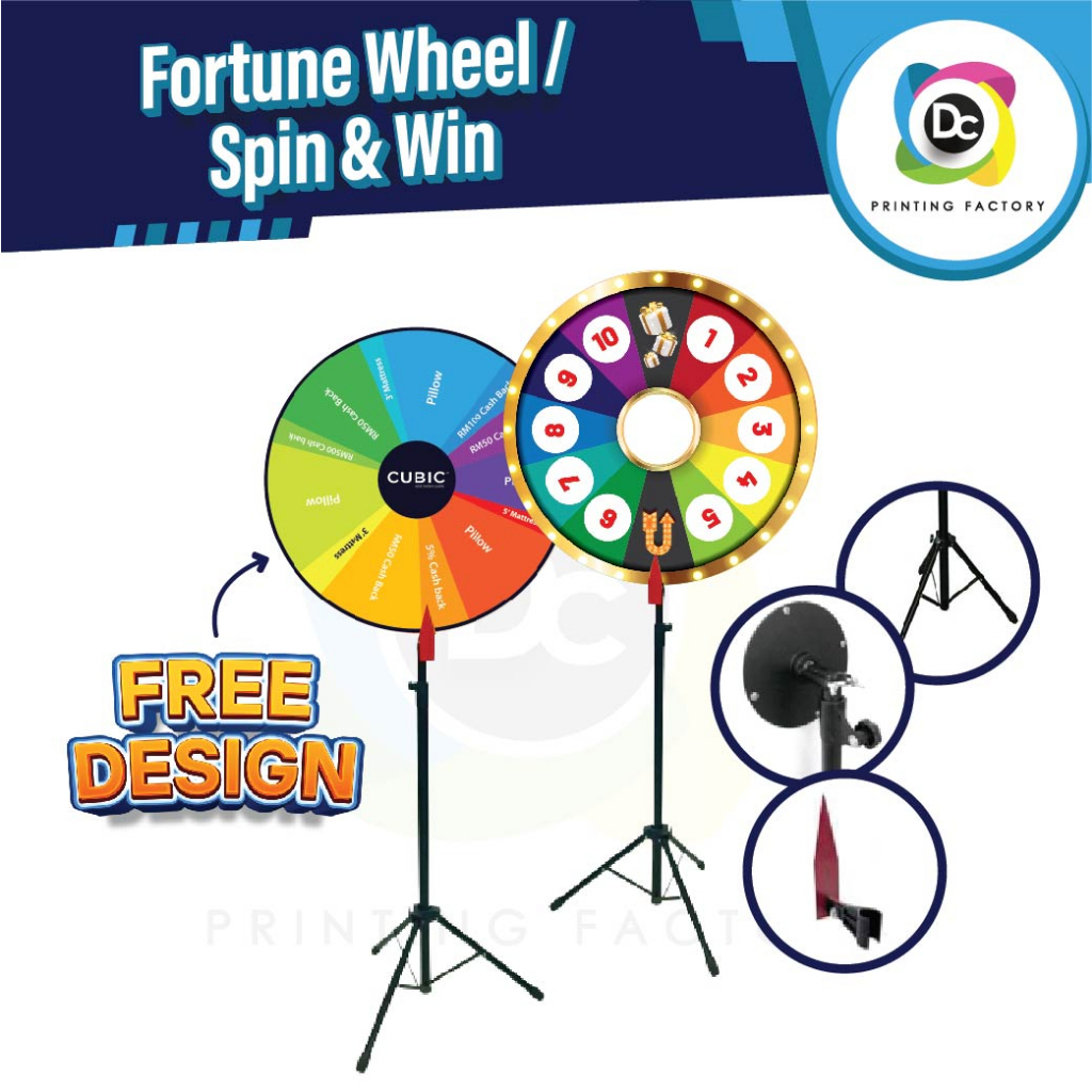 Fortune wheel stand with printing Roda Impian Spin And Win 轮盘 80cm or ...