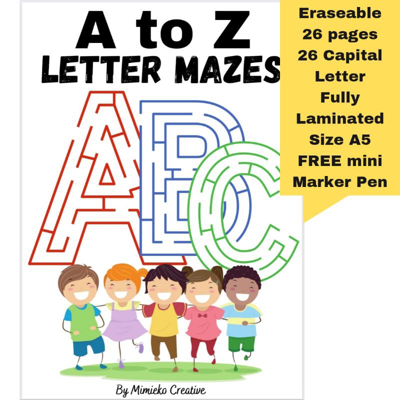 Eraseable book Letter Mazes ABC kids fun book Children busy book buku ...
