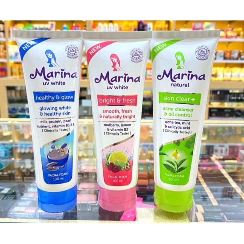 [New] Marina Facial Foam UV White Health & Glow Bright & Fresh 100ml ...